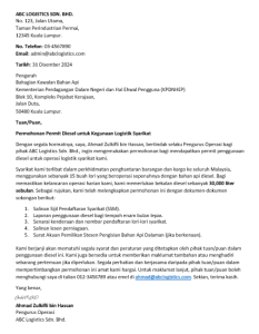 Contoh Surat Permohonan Permit Diesel