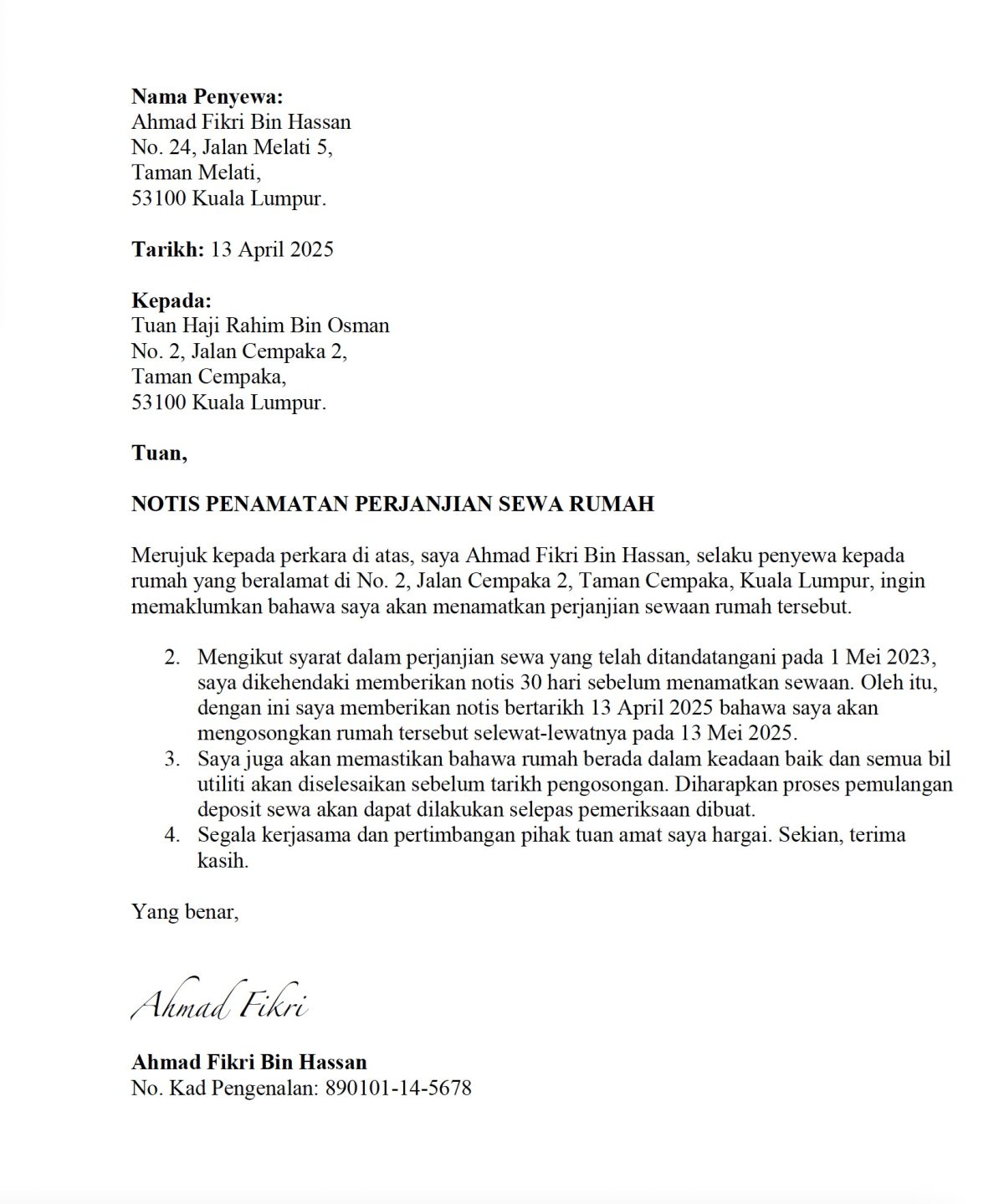 Contoh Surat Notis Mesyuarat