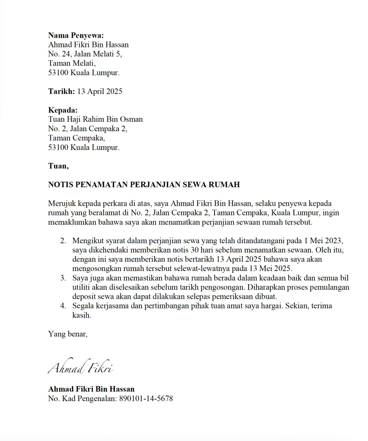 Contoh Surat Notis Mesyuarat