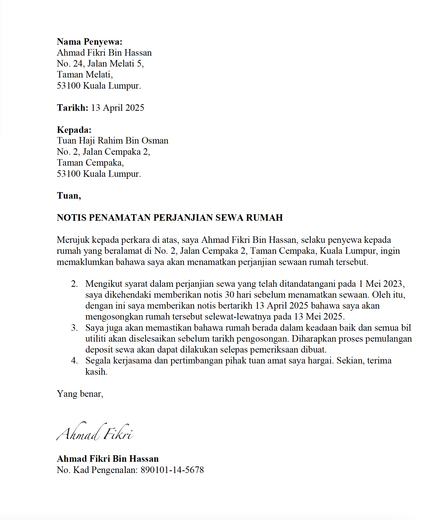 Contoh Surat Notis Mesyuarat